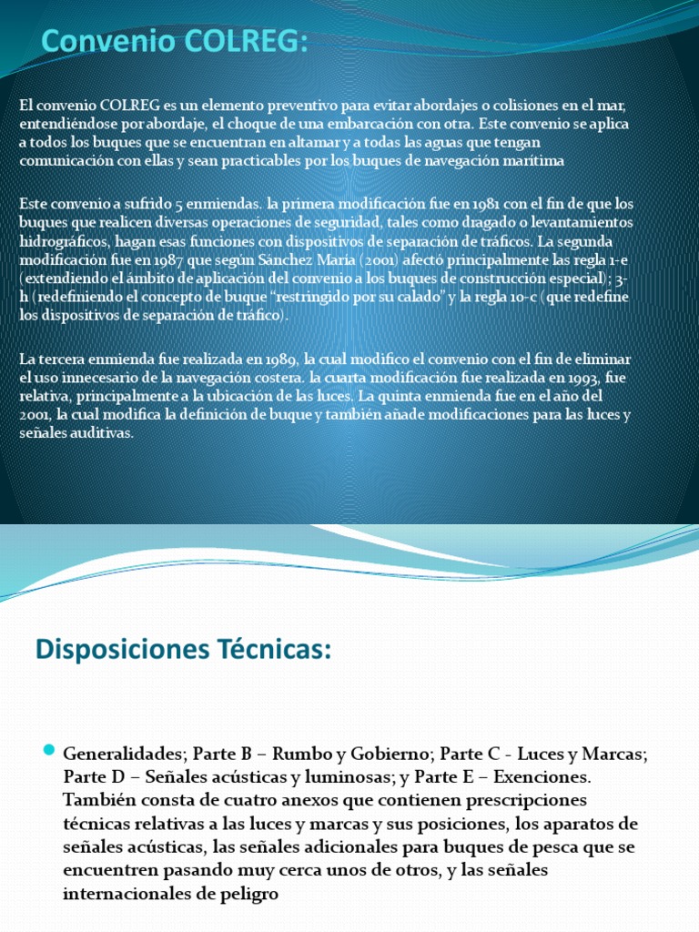 Reglamento COLREG y sus Enmiendas | PDF | Transporte | Canal y Marítimo