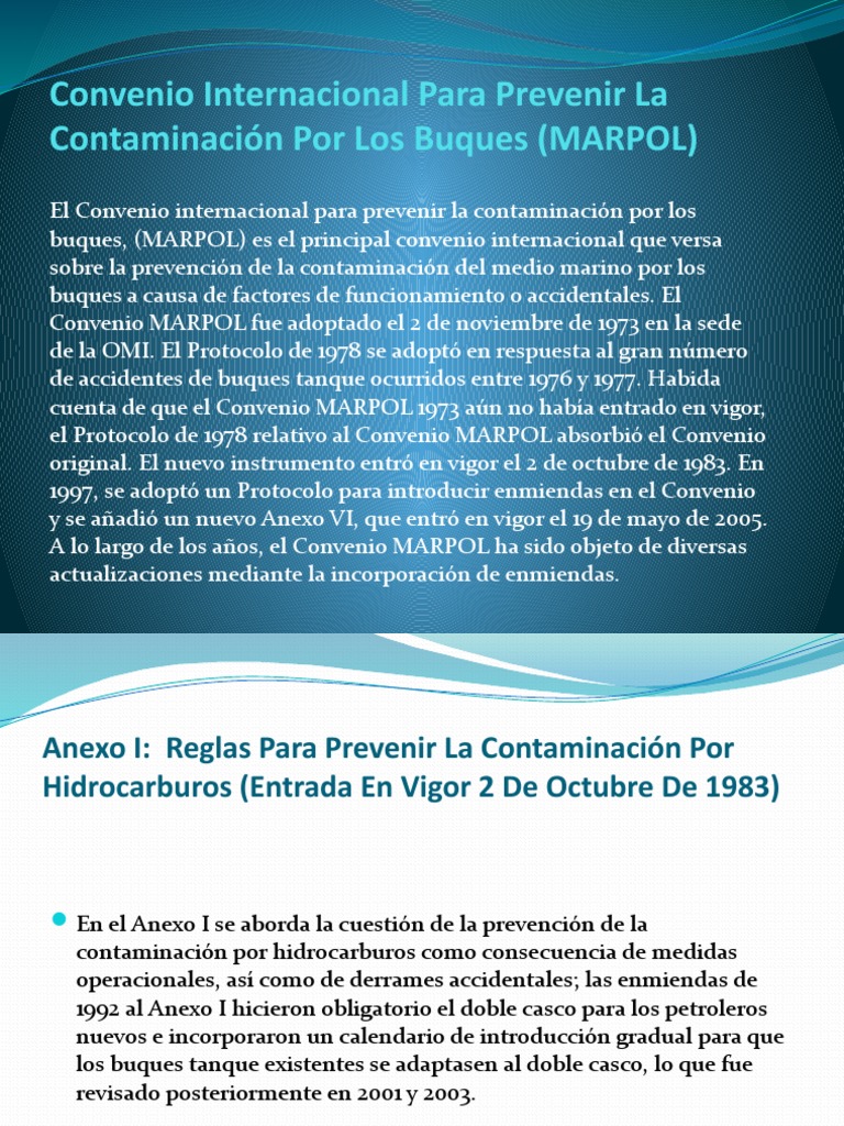 Convenio Marpol | PDF | Cuestiones ambientales | Impacto humano en el ...