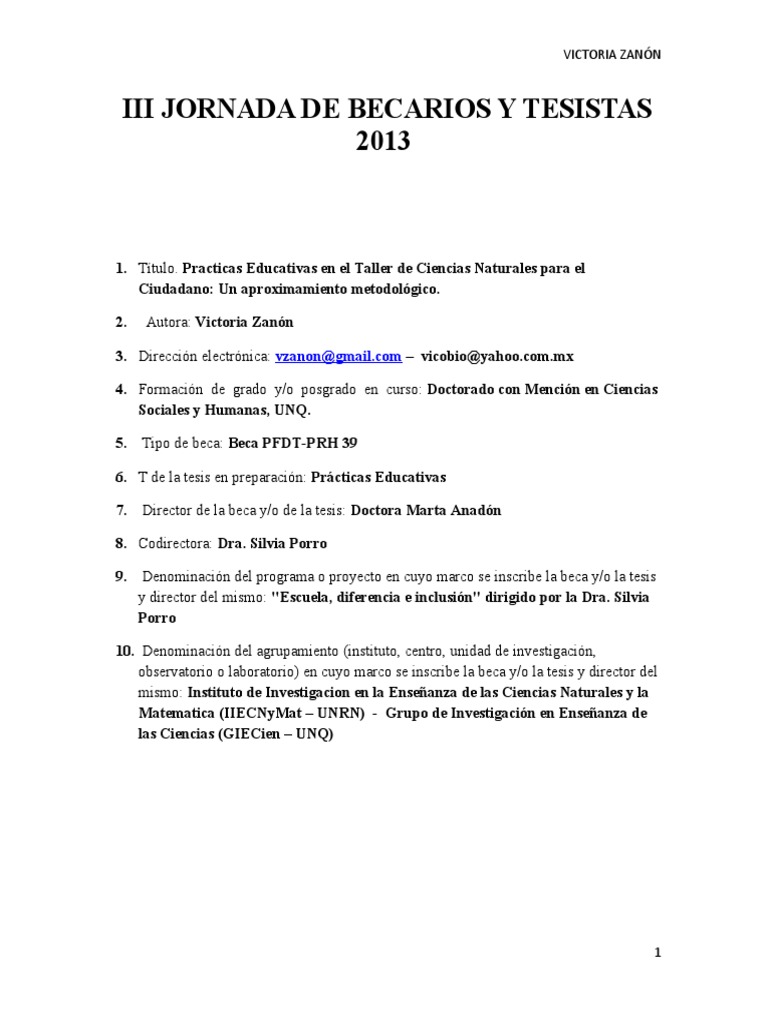 Zanon - Becytes 2013 | PDF | Plan de estudios | Maestros