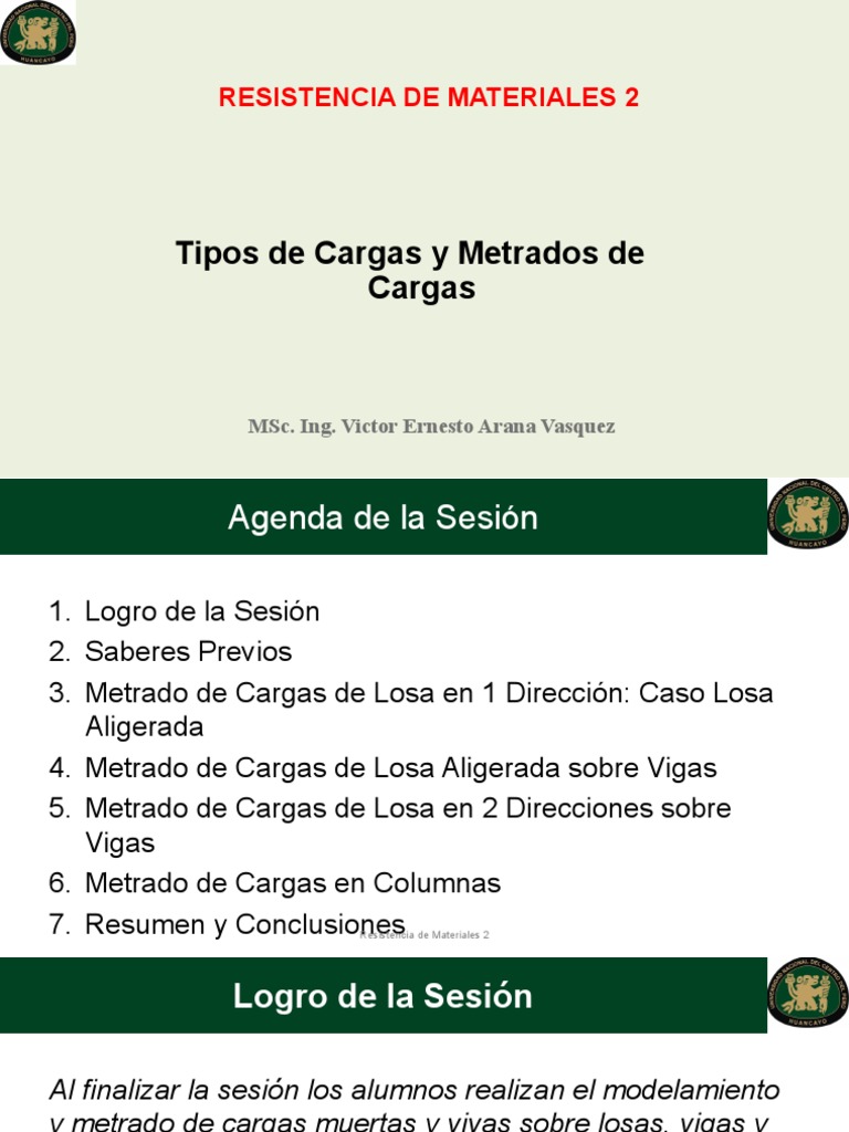 SEMANA1 Cargas-Metrado | PDF | Resistencia de materiales | Ingeniero civil