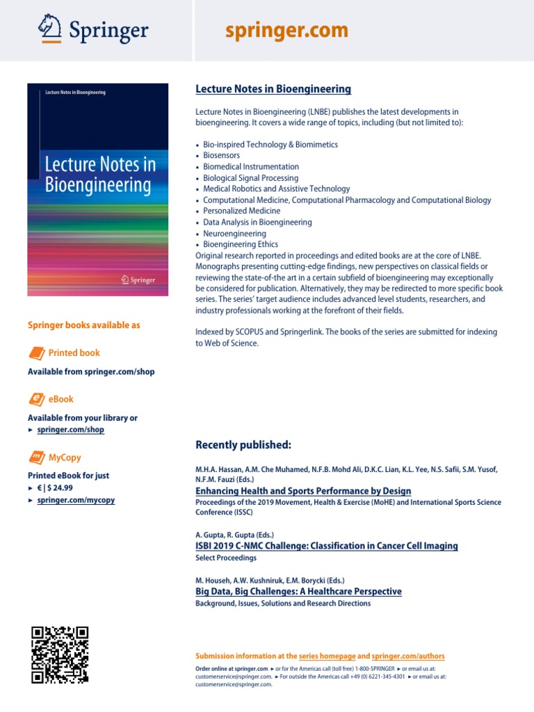 Lecture Notes in Bioengineering: Springer Books Available As Printed ...