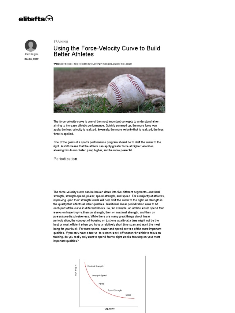 Using The Force-Velocity Curve To Build Better Athletes - Elite FTS PDF ...