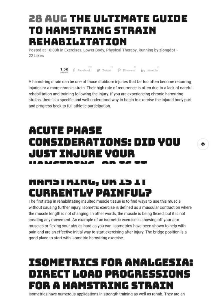 The Ultimate Guide To Hamstring Strain Rehabilitation - The Barbell ...