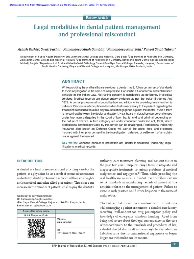Dental Jurisprudence | PDF | Informed Consent | Dentistry