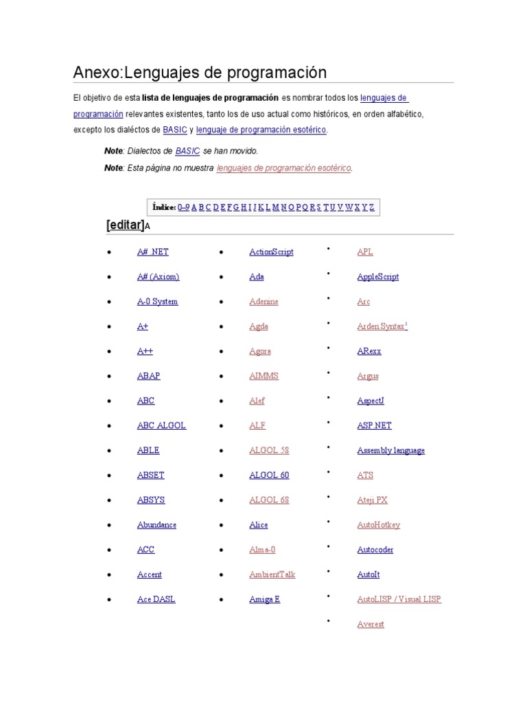 Lista Completa de Lenguajes de Programación | PDF | Programación de ...