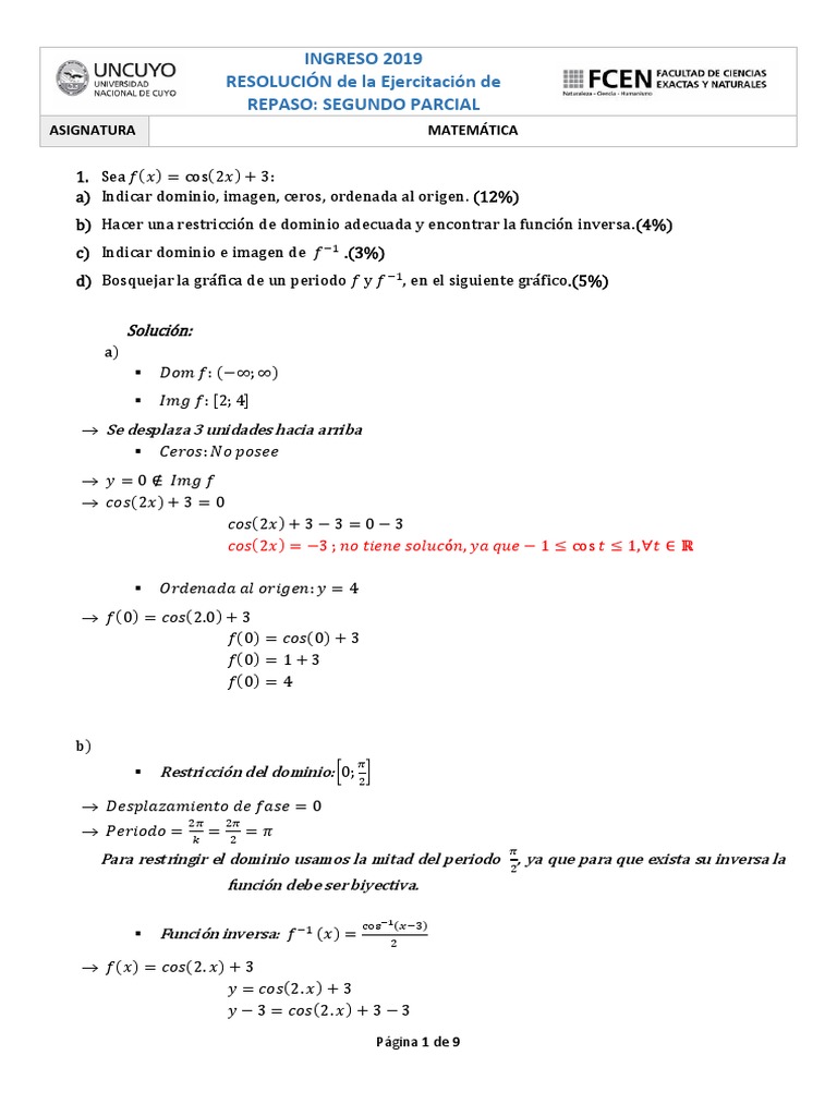 Repaso 2do Parcial Solucion | PDF | Logaritmo | Seno