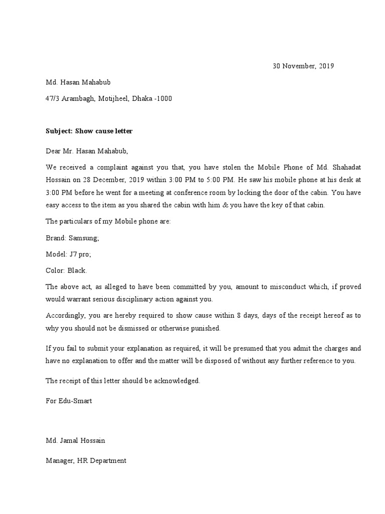 02 Show Cause Letter | PDF