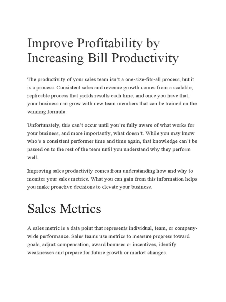 Improve Profitability by Increasing Bill Productivity: Sales Metrics ...