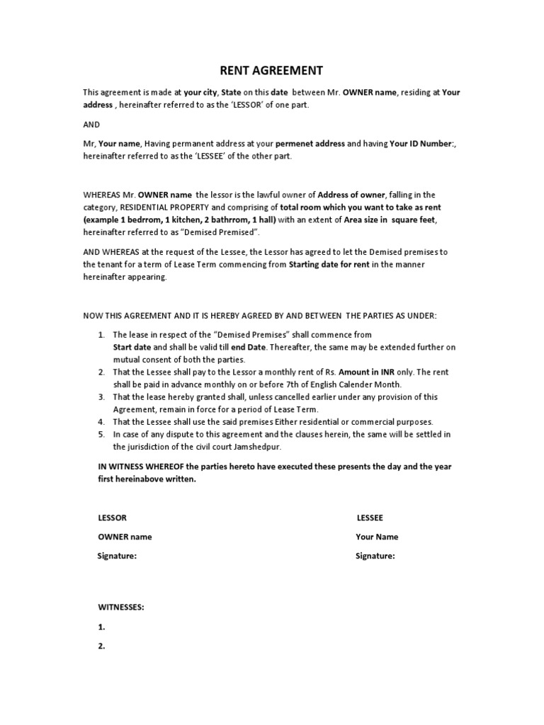 Rent Aggremnt | PDF