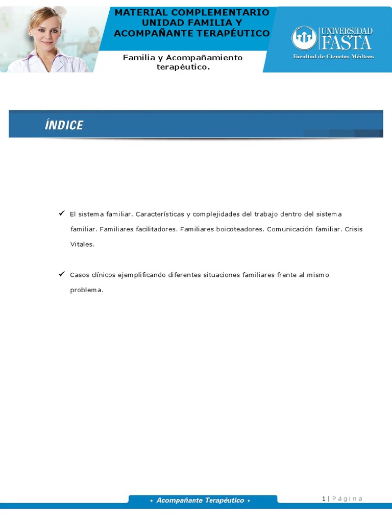 PDF - AT - Material Complementario - Unidad FAMILIA Y ACOMPAN AMIENTO TERAPEUTICO | PDF ...