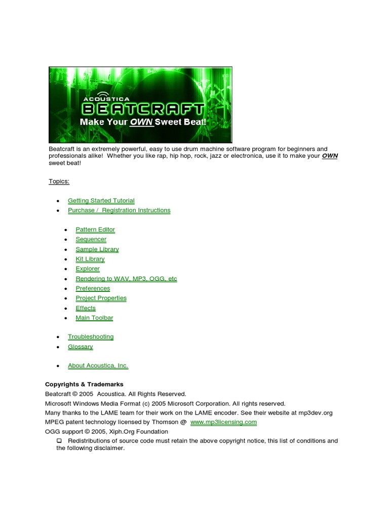Acustica Beatcraft | PDF | Equalization (Audio) | Audio Electronics