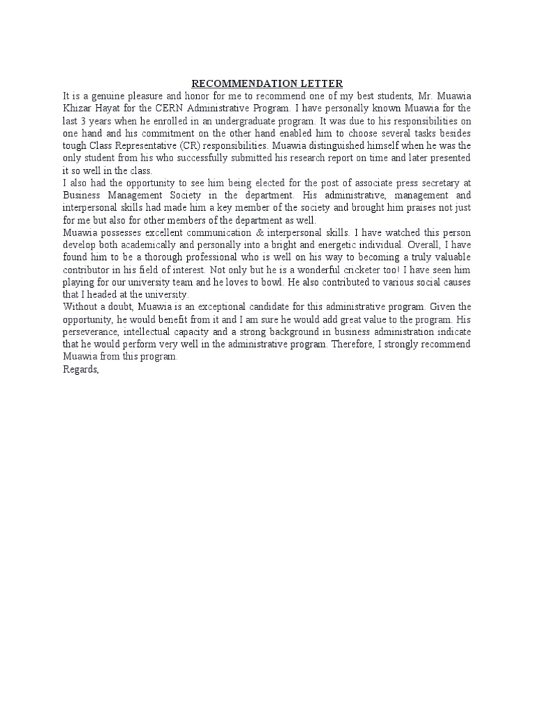 Cern Reference Letter | PDF