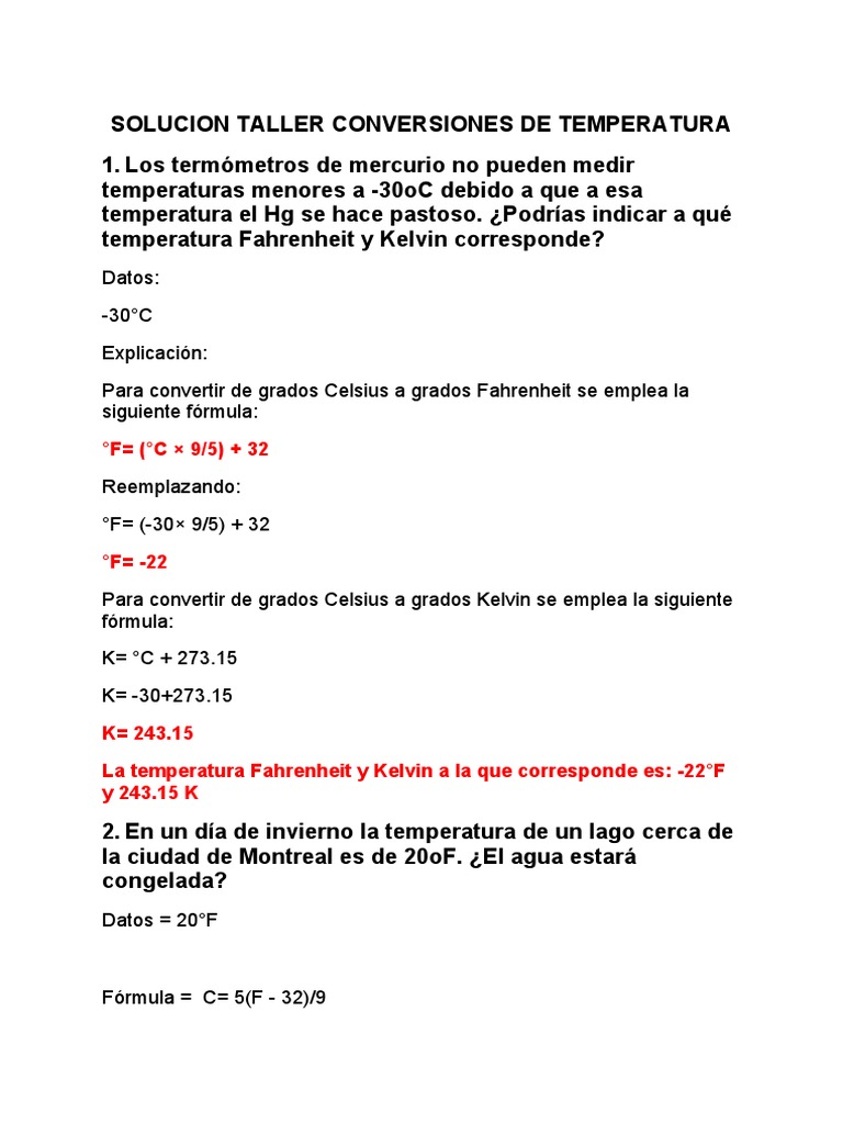 Fórmulas de Conversión de Temperatura | PDF | Celsius | Fahrenheit