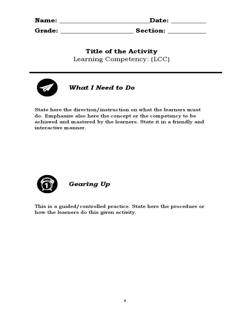 Name: - Date: - Grade: - Section: - Title of The Activity | PDF