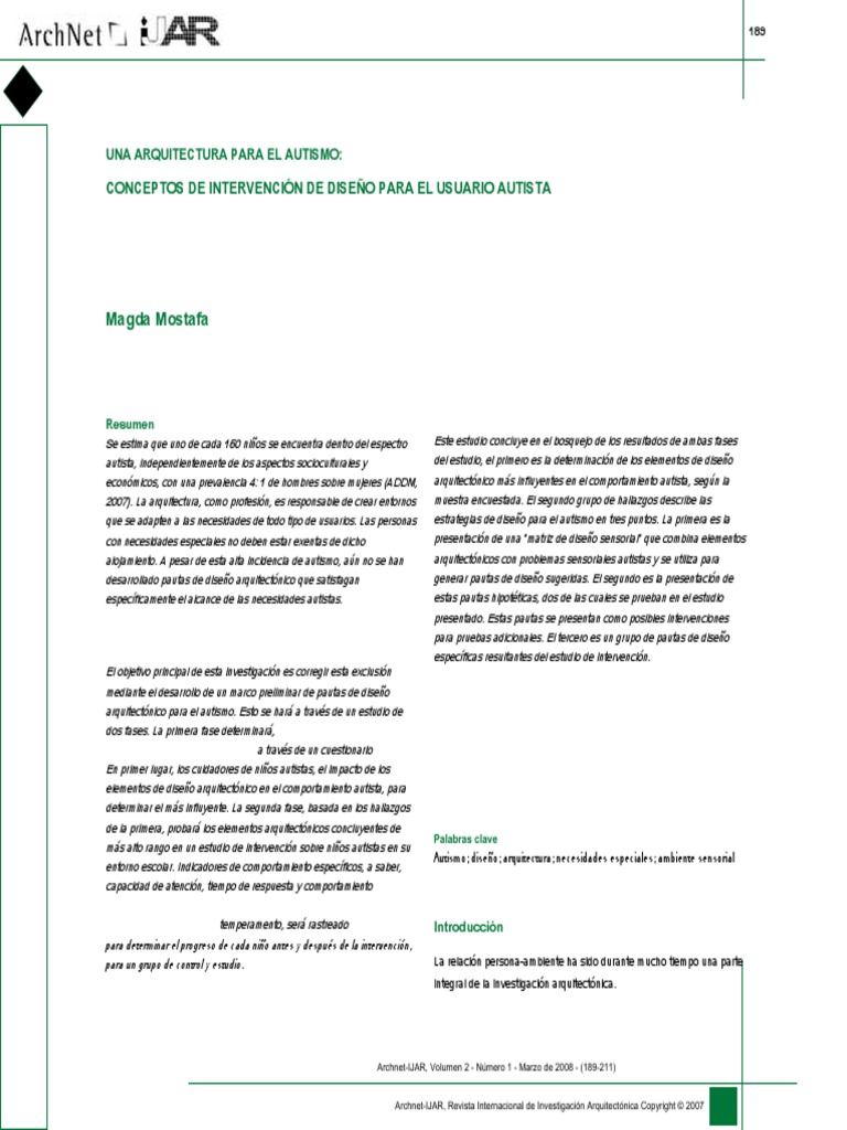 UNA ARQUITECTURA PARA EL AUTISMO - MAGDA MOSTAFA - En.es | PDF ...