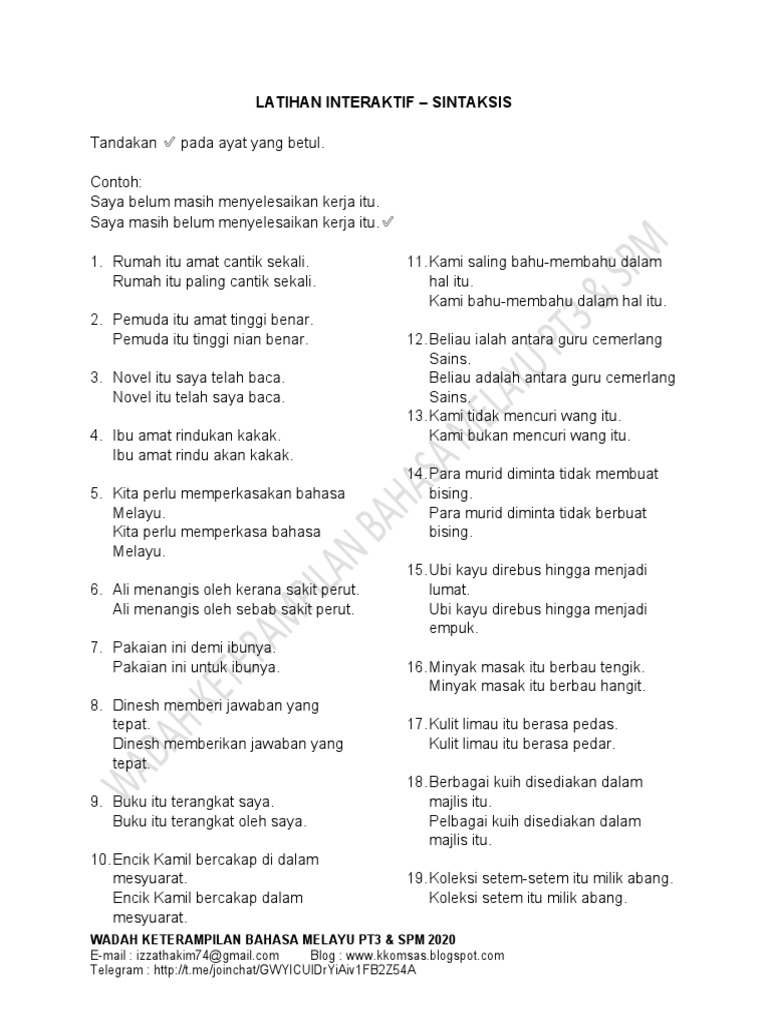 Latihan Interaktif - Sintaksis | PDF