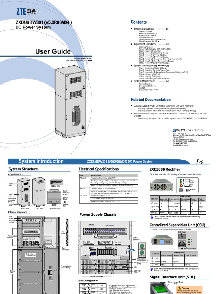 ZXDU68 W301 (V5.0R06M04) DC Power System User Guide | PDF | Mains ...