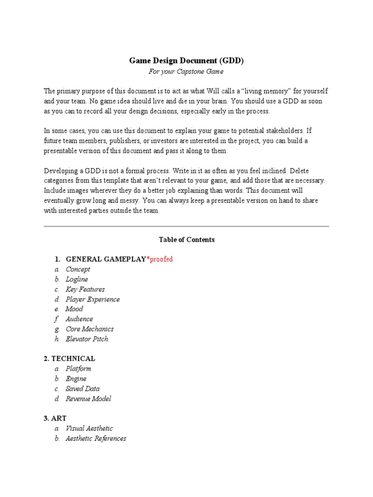 Game Design Document (GDD) | PDF | User Interface | Narrative