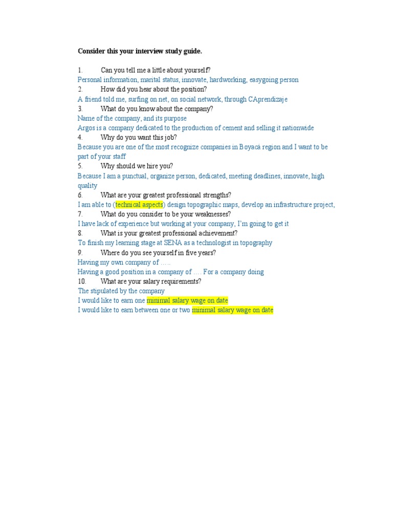 Consider This Your Interview Study Guide | PDF