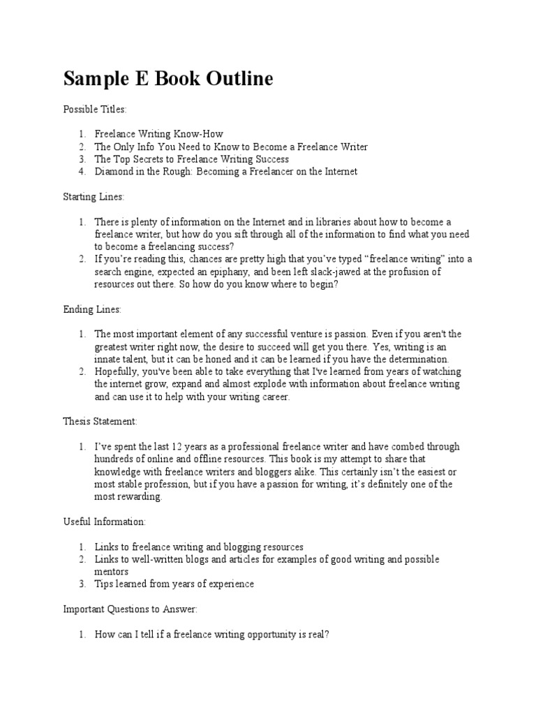 Sample E Book Outline | PDF | Writers | Blog