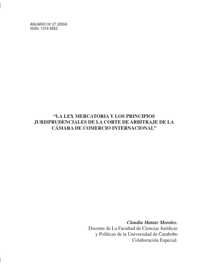 LA LEX MERCATORIA Y LOS PRINCIPIOS de La CCI | PDF | Arbitraje | Caso ...