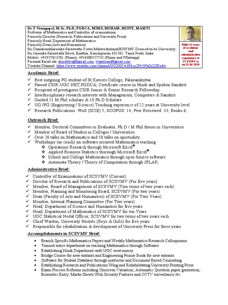 Dr.T.Venugopal - Revised Full Profile (21.06.2020) | PDF | Wavelet ...
