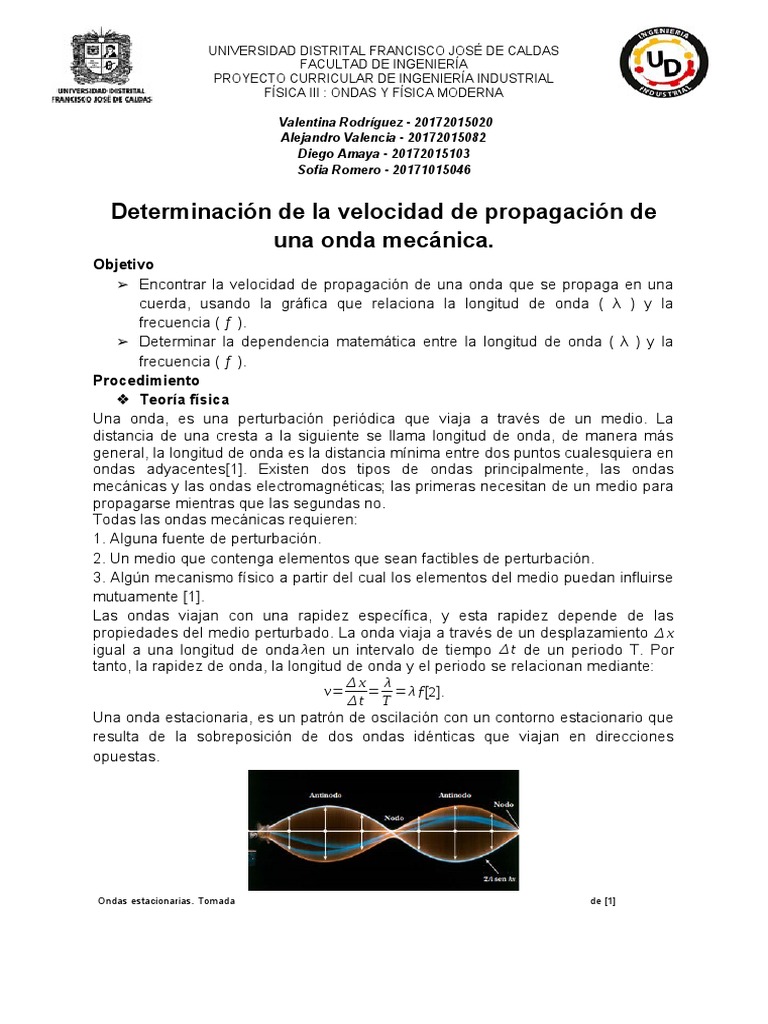Lab Fisica-Ondas Estacionarias | PDF | Olas | Frecuencia