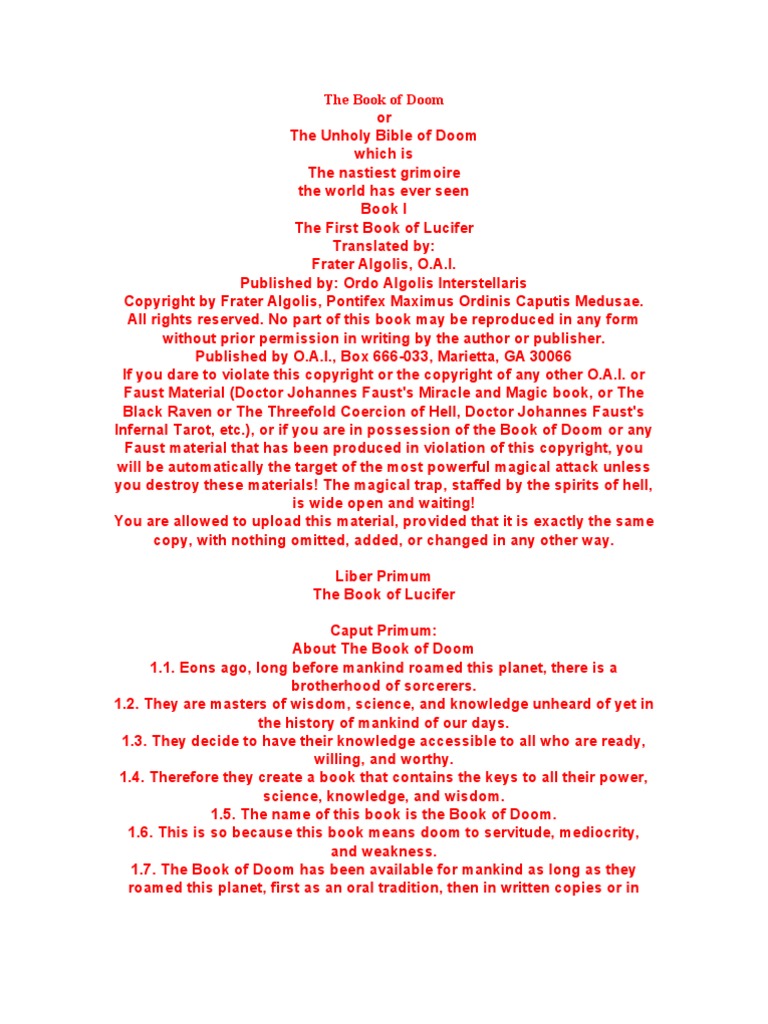 The Book of Doom: A Grimoire Guide | PDF