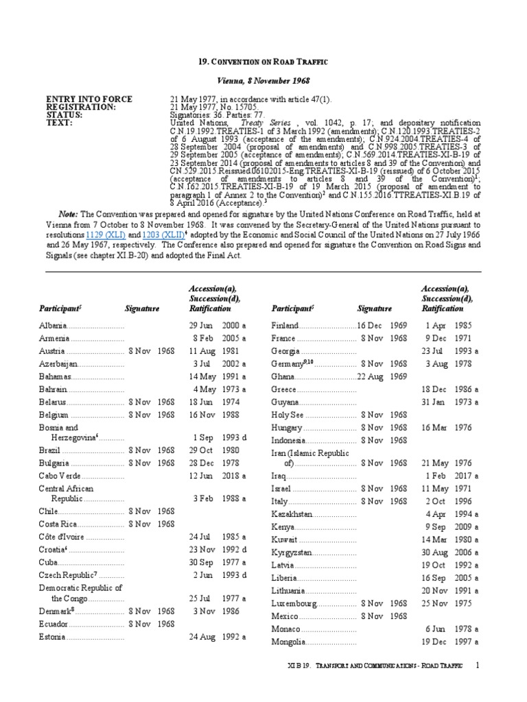 State Semnatare Conventia Viena 1968 | PDF | Traffic | Treaty