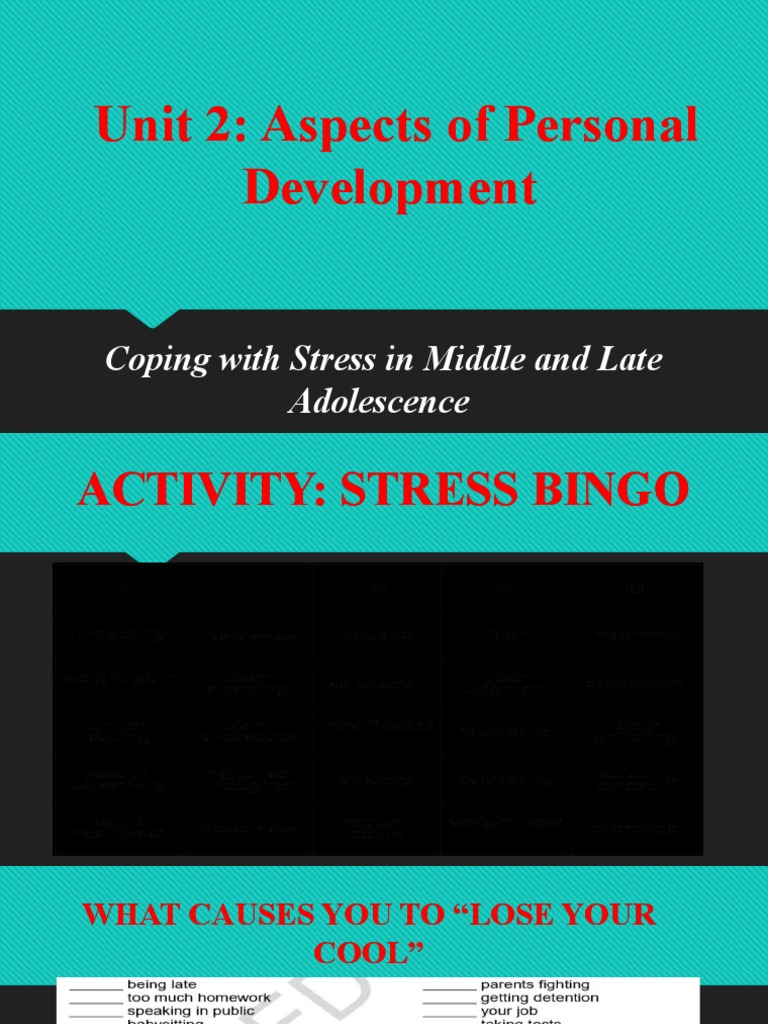 Unit 2: Aspects of Personal Development | PDF | Stress (Biology ...