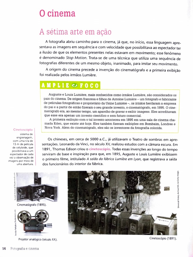 Introdução Ao Cinema + Questões | PDF | Fotografia cinematográfica ...