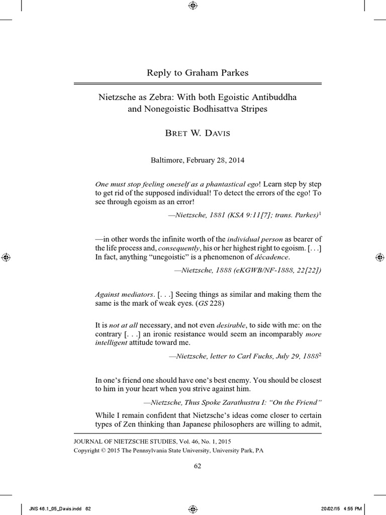 Davis - 2014 - Reply To Graham Parkes Nietzsche As Zebra With Both ...