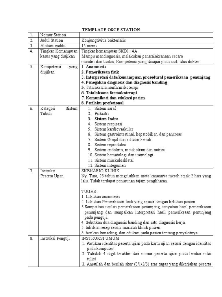 Template Osce Station Mata | PDF
