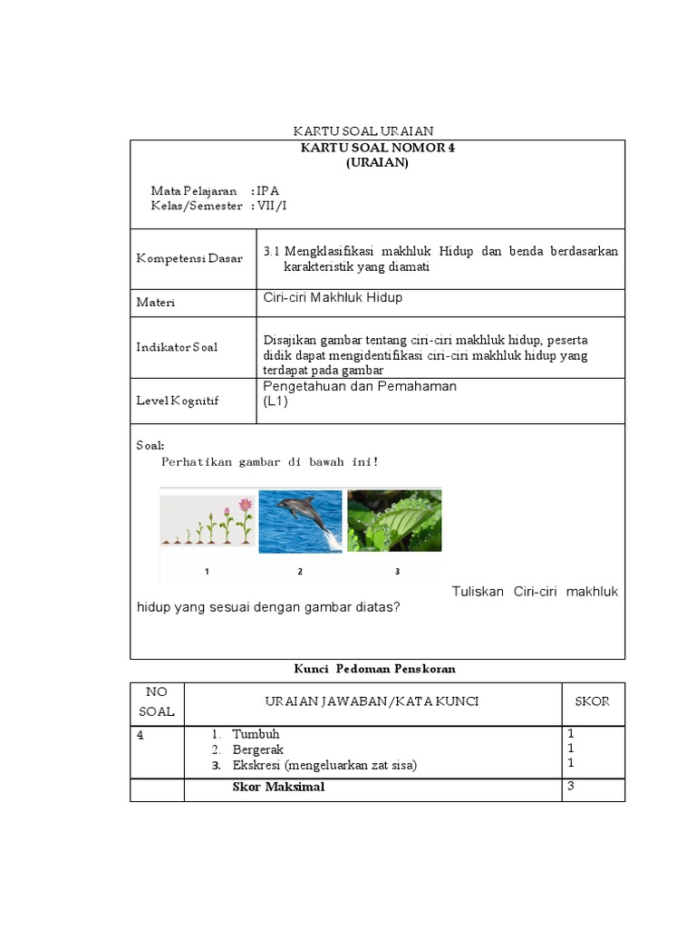 Kartu Soal Uraian | PDF