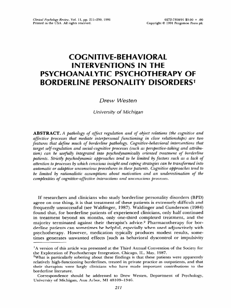 Cognitive Behavior Theraphy PDF | PDF | Borderline Personality Disorder ...