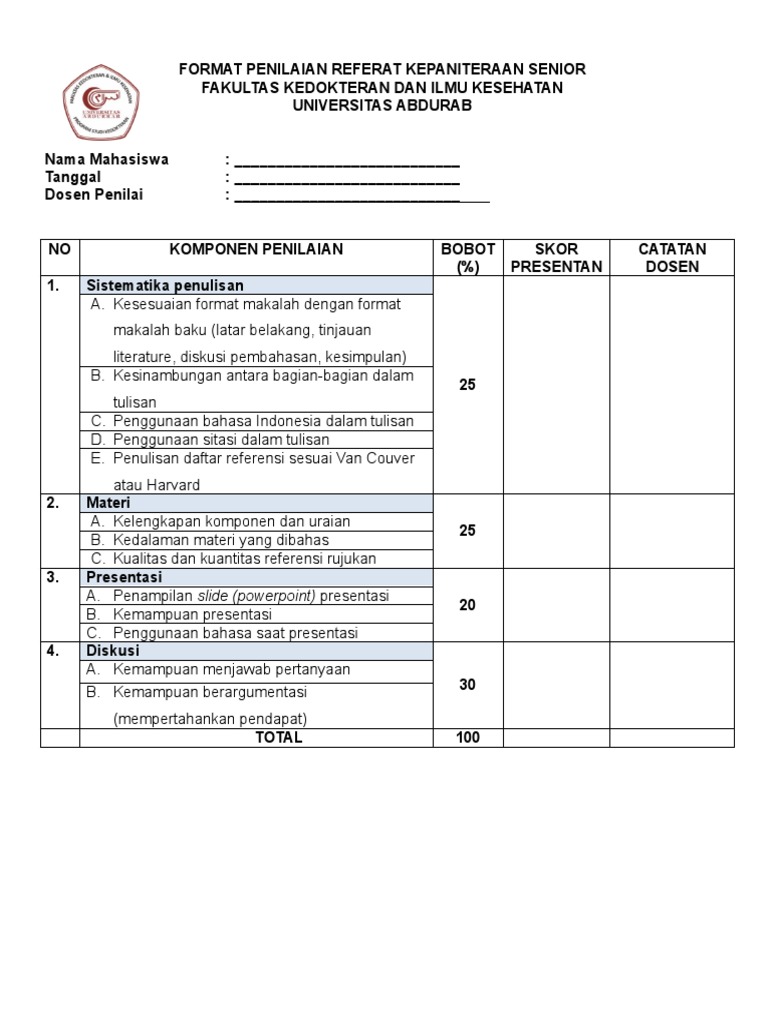 Format Penilaian | PDF