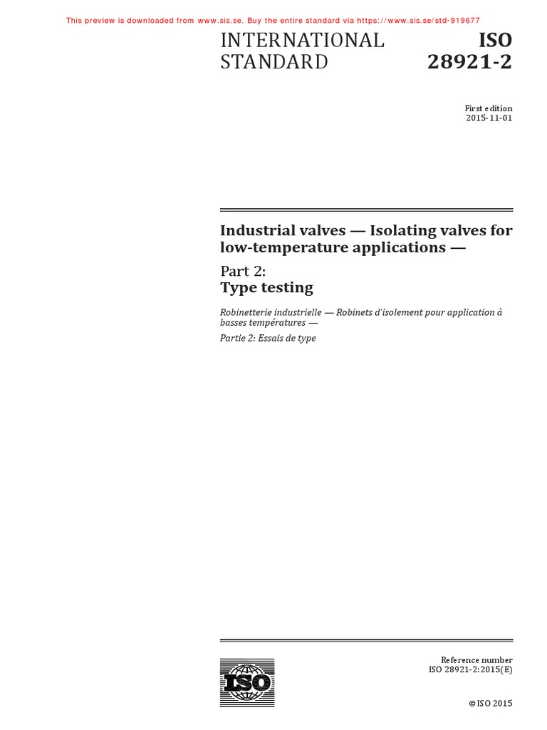 Iso 28921 2 2015 en PDF | PDF | Valve | International Organization For ...