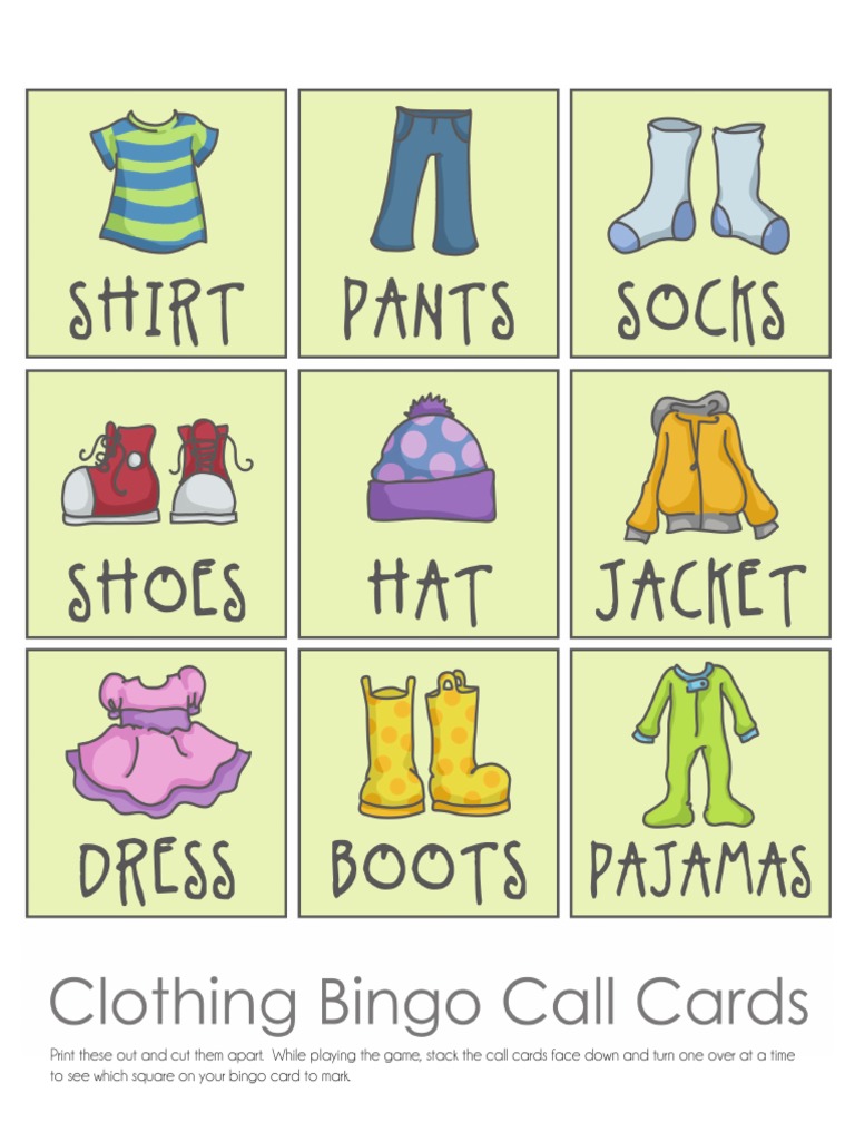 Clothing Bingo Game PDF | PDF