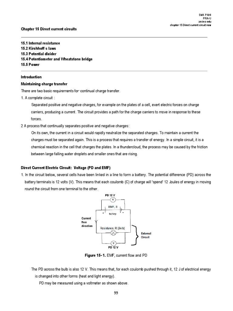 Chapter 15 Direct Current Circuit New | PDF | Voltage | Electrical ...