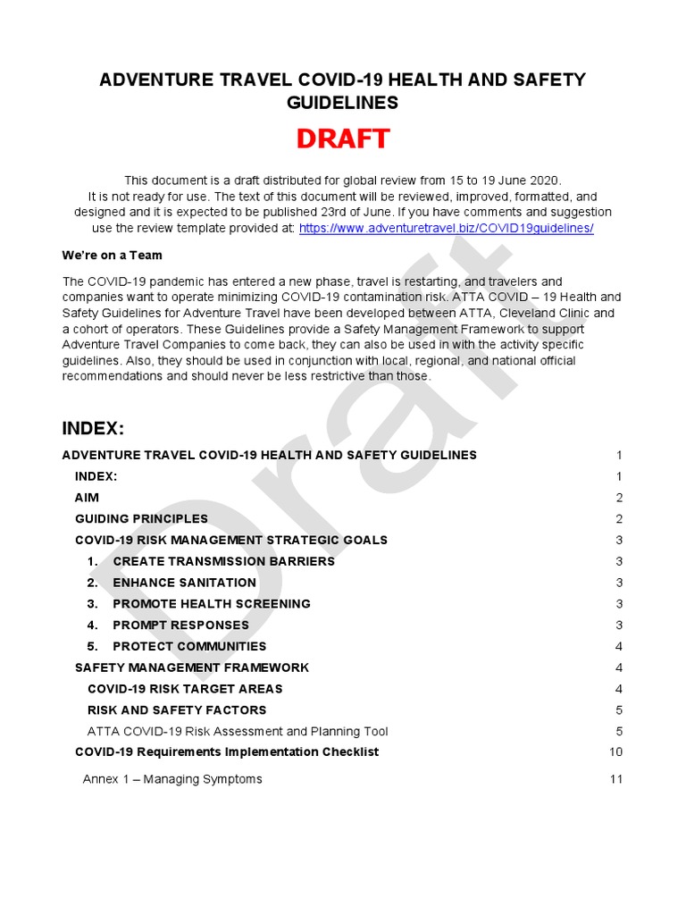 Adventure Travel COVID 19 Health Safety Guidelines | PDF | Risk | Risk ...