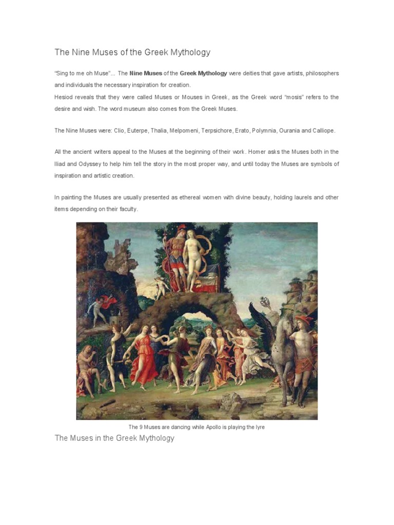 The Nine Muses of The Greek Mythology | PDF | Muse | Greek Mythology