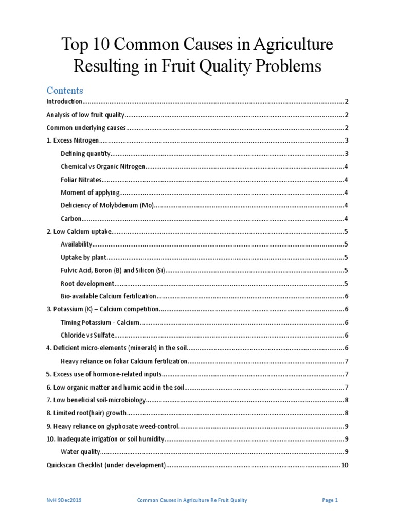 Common Causes in Fruit Quality | PDF | Plant Nutrition | Soil