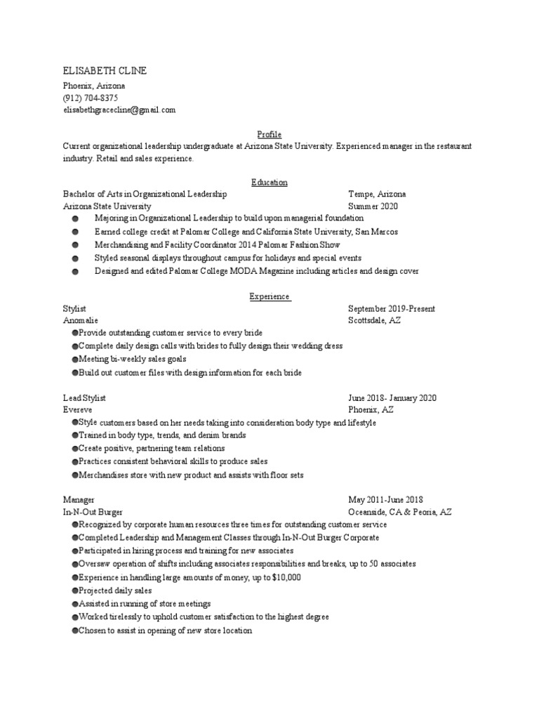 Resume 2020 | PDF | Arizona State University | Leadership