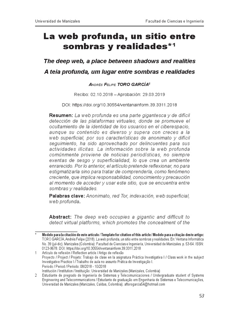 La Web Profunda, Un Sitio Entre Sombras y Realidades | PDF | Tor (Red de anonimato) | Red mundial