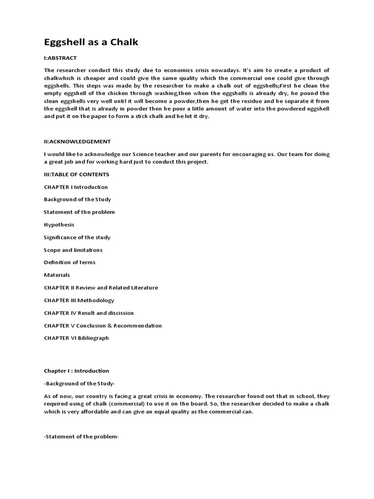 Eggshells: A Sustainable Chalk Alternative | PDF | Calcium | Chemistry