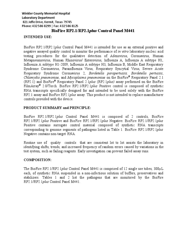 BioFire RP2 1 RP2 1plus Control Panel M441 | PDF | Influenza A Virus ...