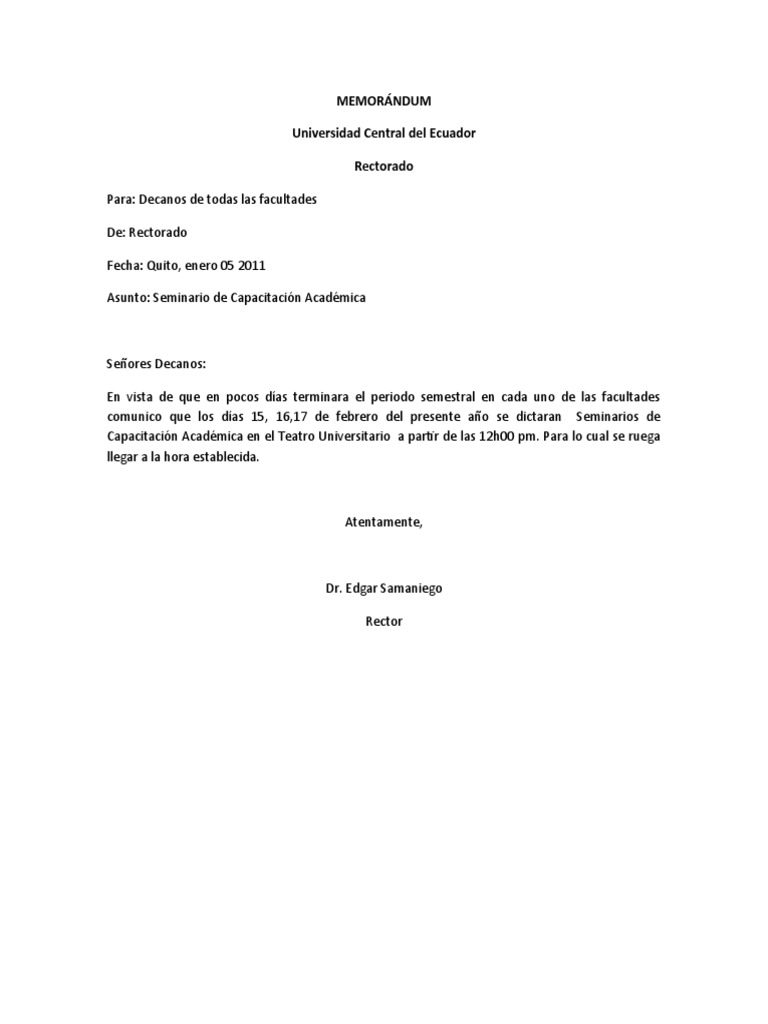 Ejemplo de Memorándum | PDF