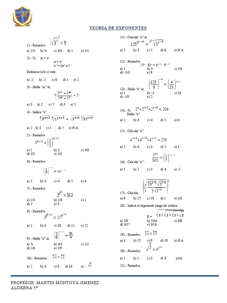 Exploring Exponents: Calculating and Solving Problems Involving ...
