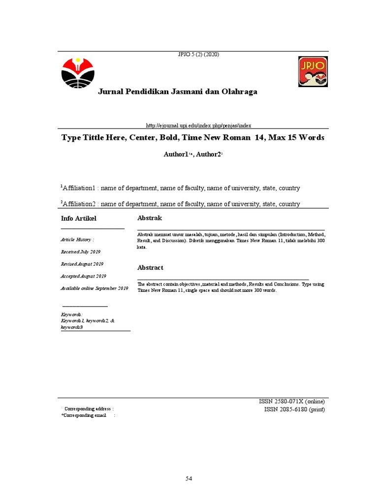 JPJO Template New 2020 | PDF | Qualitative Research | Statistics