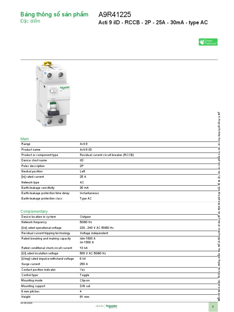 Acti iID RCCB - A9R41225 | PDF | Alternating Current | Manufactured Goods